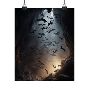 Bat Cave Spooky Wall Art Print, Halloween Indoor Decoration, Digital ...