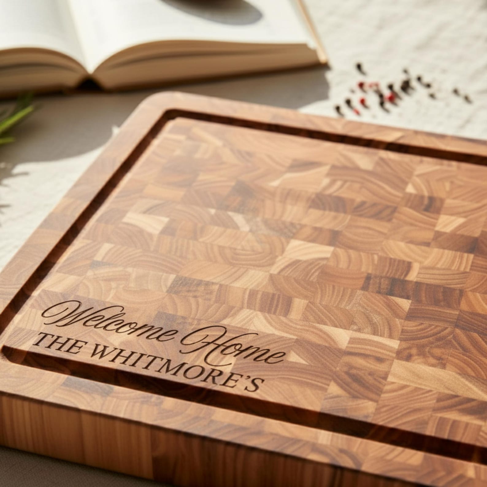 Personalized End Grain Cutting Board - Custom Engraved Butcher Block ...