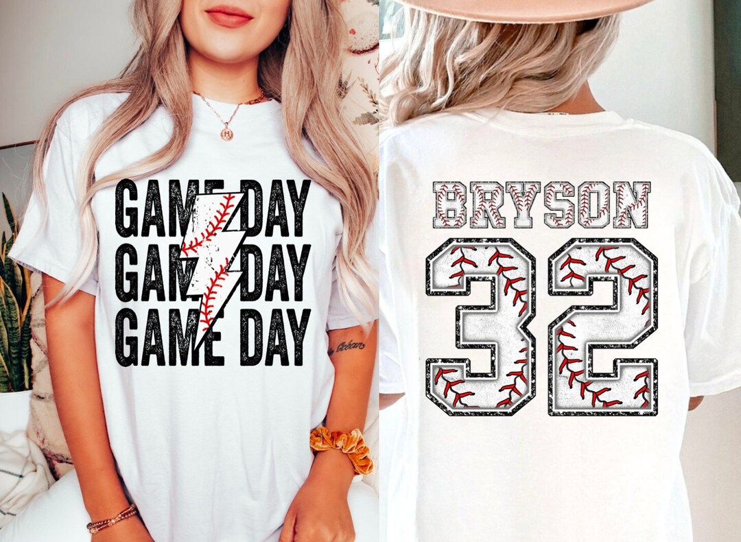 Personalized Baseball Mom Shirt, Custom Game Day Mom Baseball Tee, Child Name & Number Baseball ...