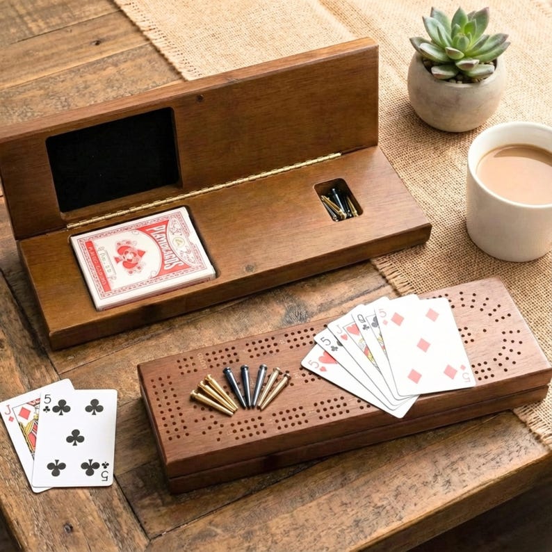 Custom Cribbage Board - Personalized Cribbage Set With Storage Foldable ...