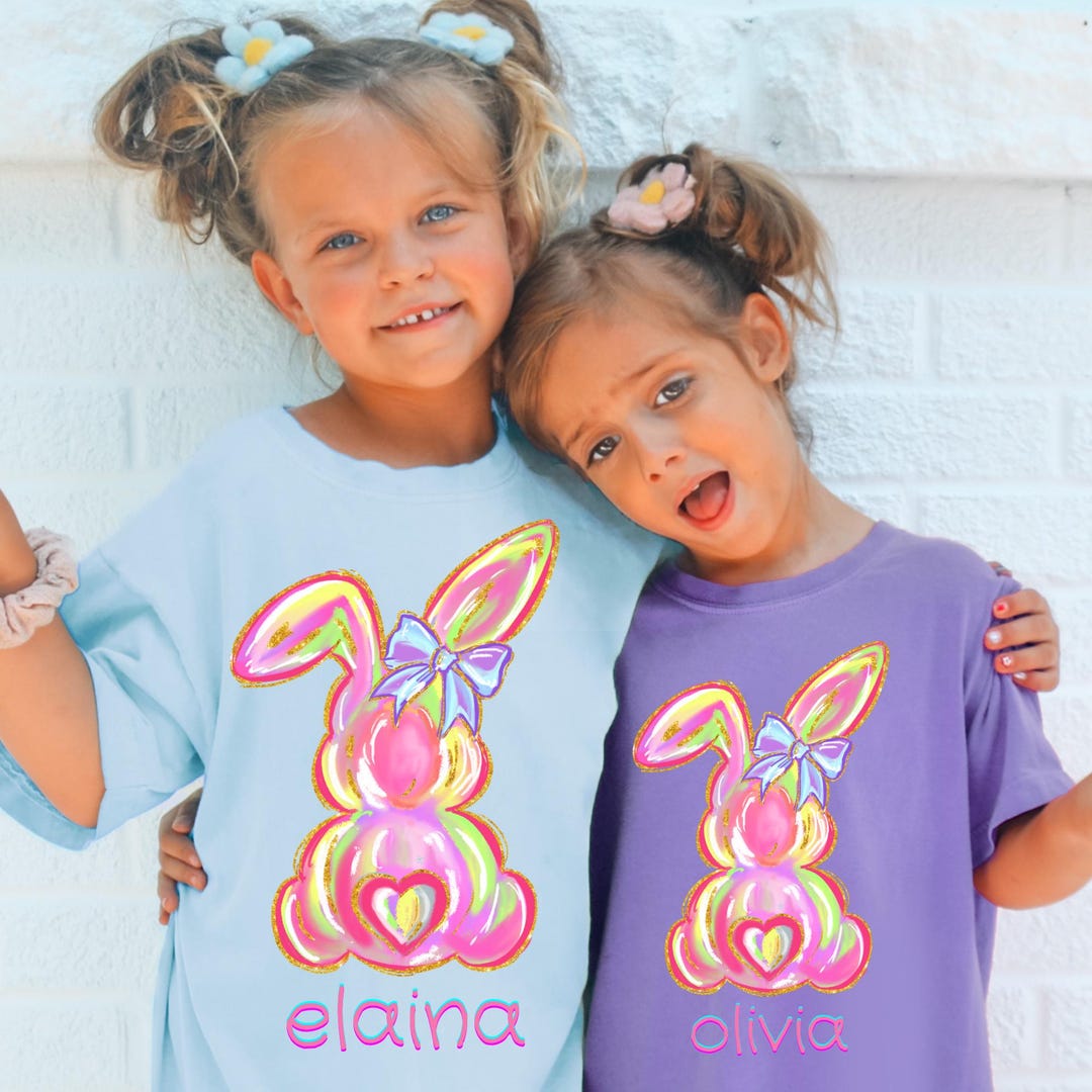 Personalized Girls Easter Shirt, Brushstroke Bunny Easter Tee, Easter ...