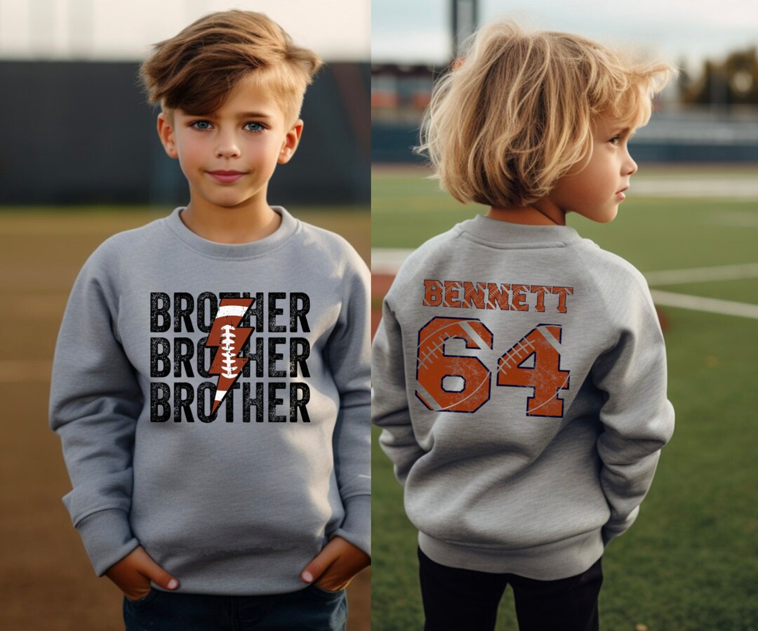 Custom Football Brother Shirt, Little Kid Sibling Football Sweatshirt ...