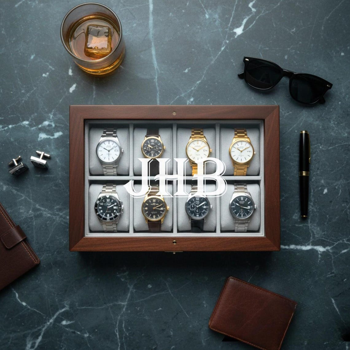 Custom Watch Box With Glass Lid – Personalized Wooden Watch Case ...