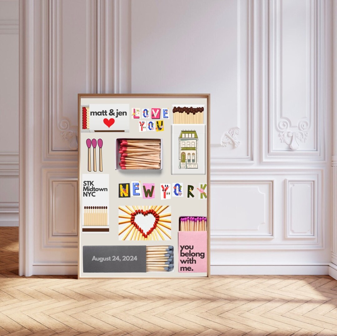 Custom Matchbook Art, Personalized Unique Couple Wedding Gift, 1st ...