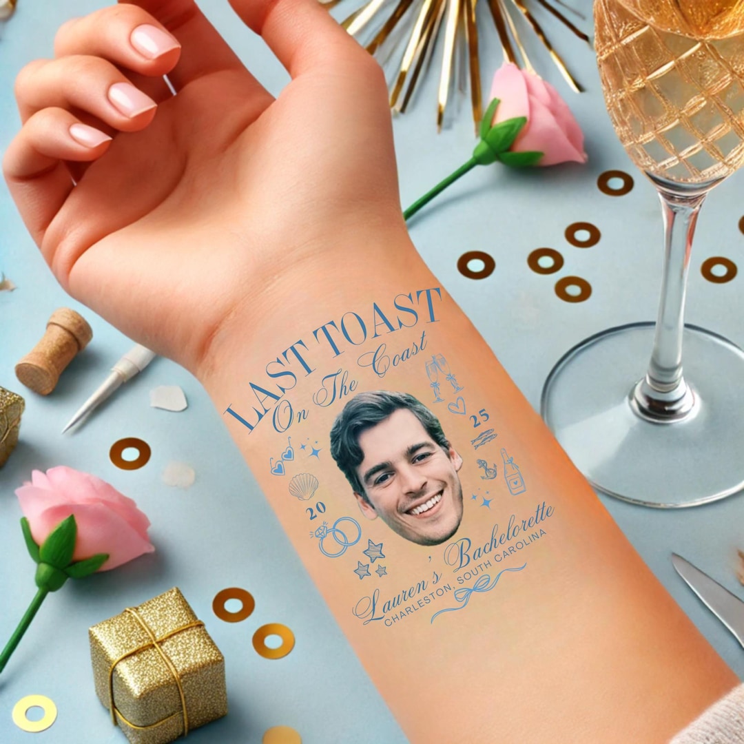 Groom Face Tattoo Bachelorette Party Favor Last Toast on the Coast ...