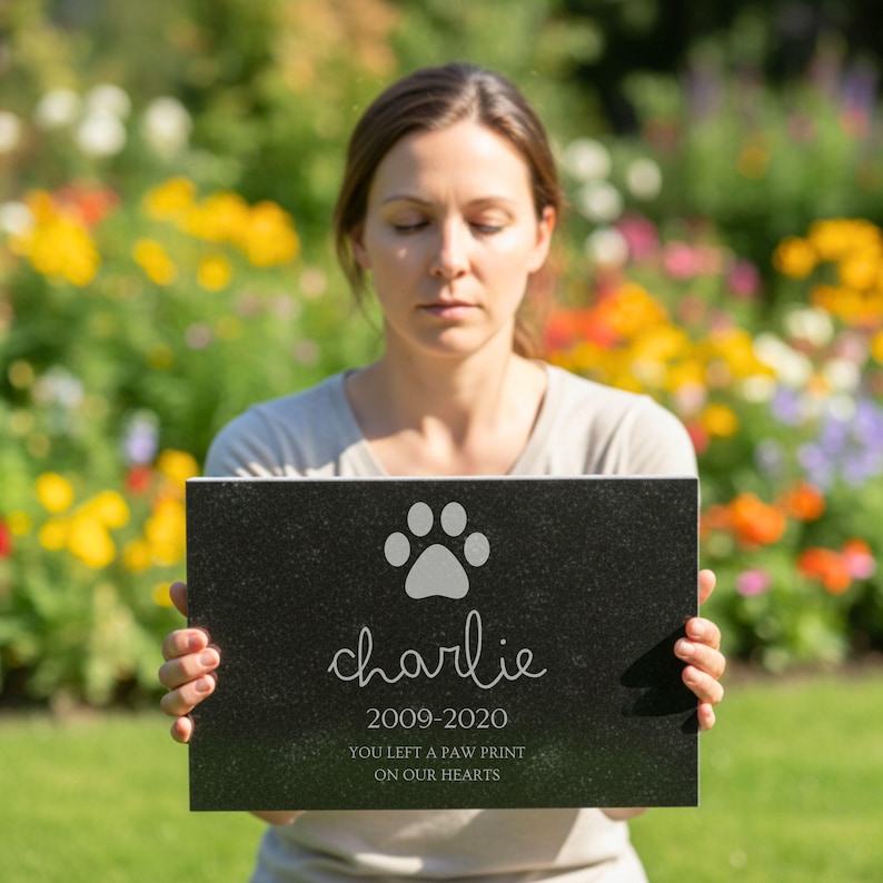 Engraved Granite Pet Memorial Stone — Personalized Outdoor Grave Marker ...