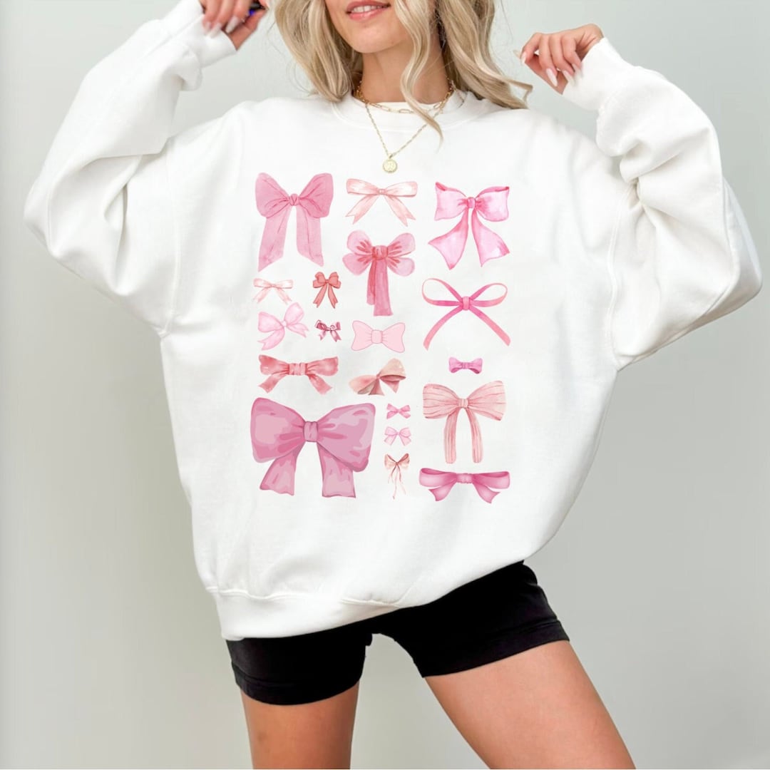 Coquette Pink Bow Sweatshirt for Women - Cute Coquette Top, Trendy ...