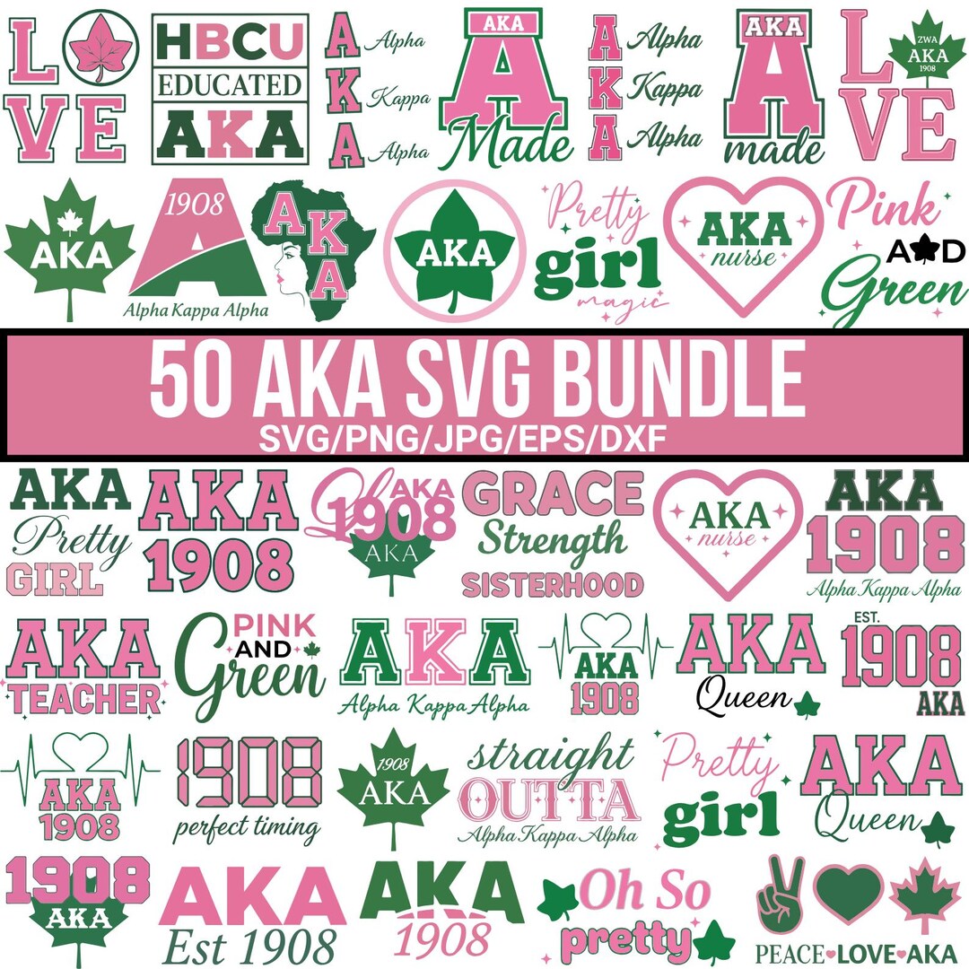 AKA Svg Bundle, Alpha Kappa Alpha Svg, AKA Letter Svg, 1908 Svg, Greek ...