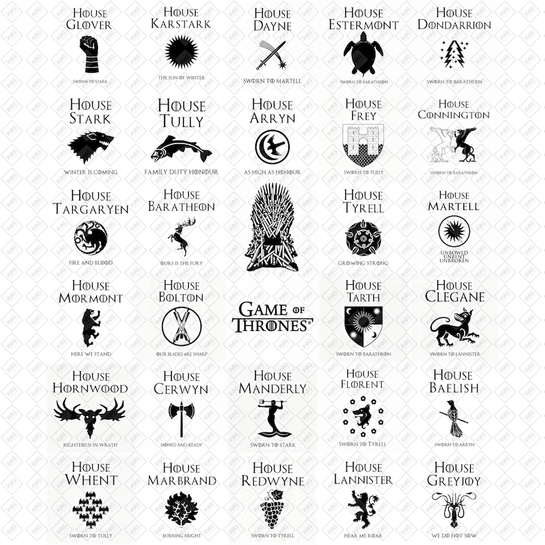 Game of Thrones, House Sigils Bundle, Svg, Dxf, Design for CNC, Laser ...