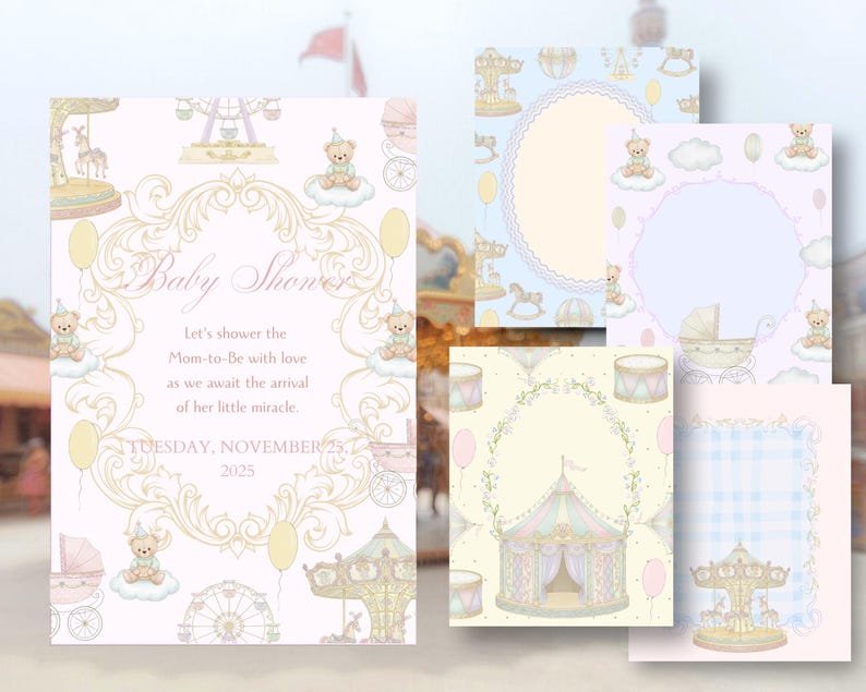 24 Baby Carnival Clipart PNG, Watercolor Circus Graphics, Commercial ...