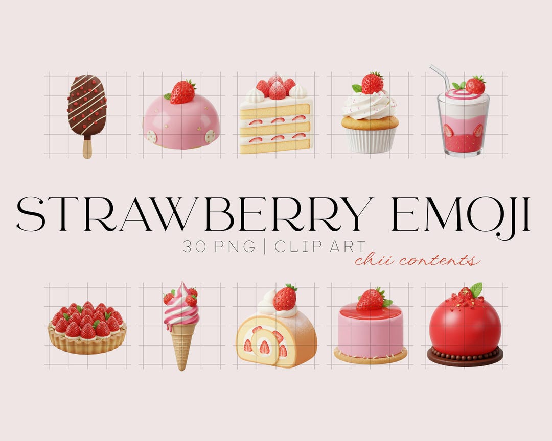 Strawberry Emoji Sticker Pack | 30 Cute Ios 18 Stickers for iPhone ...