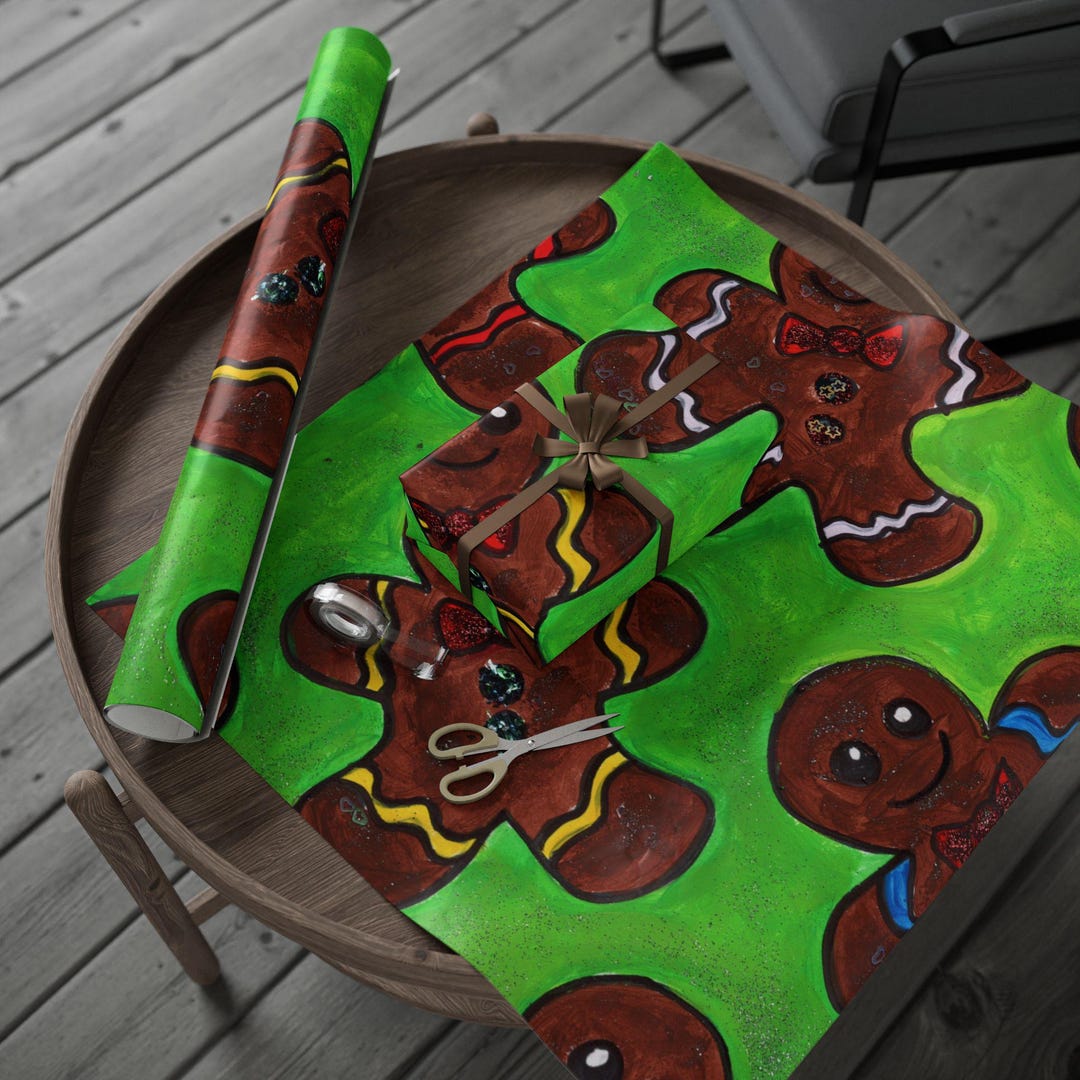 Christmas Gingerbread Wrapping Paper - Etsy