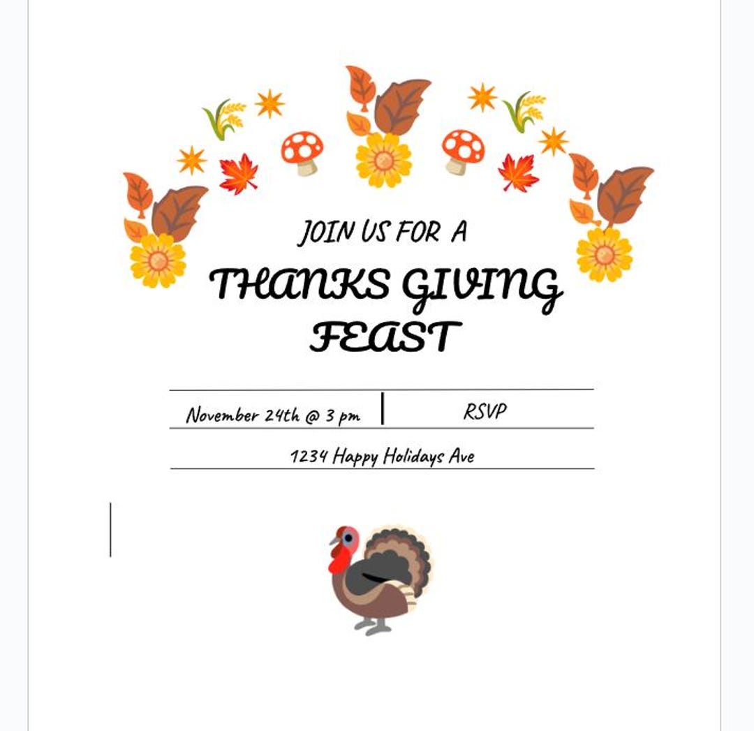 Printable Thanksgiving Feast Invitation (digital Download) - Etsy