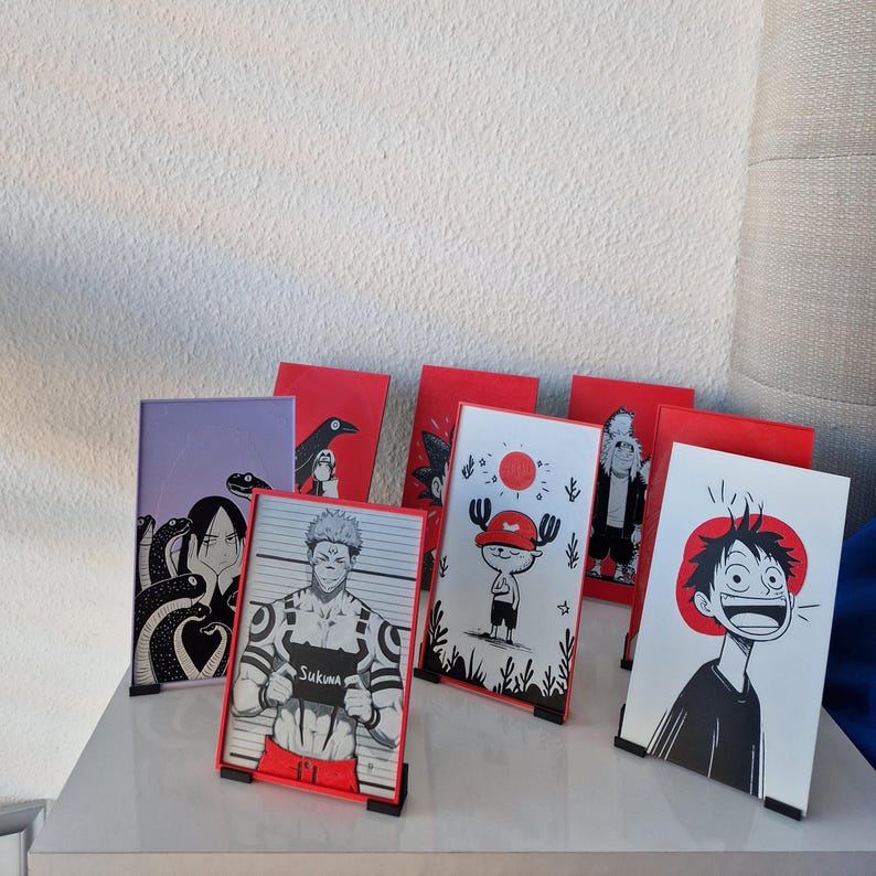 3D Printed Anime Style Art Plaque With Display Stand | PLA Decor ...