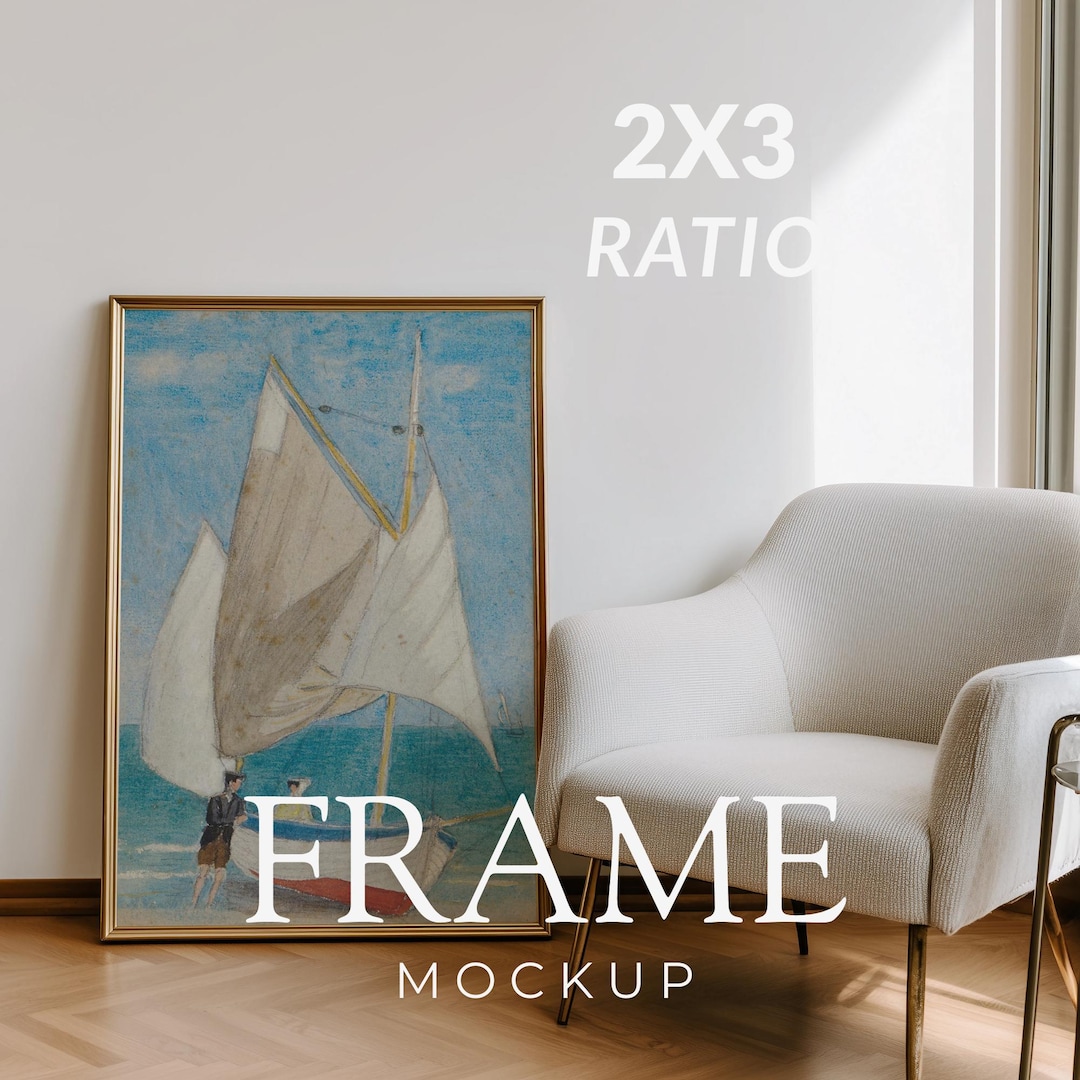 Large Gold Frame Mockup | 2x3 Ratio Poster Frame | Minimal Interior ...