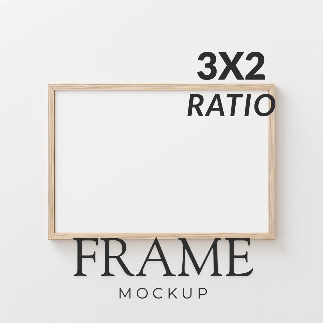 3x2 Horizontal Thin Wood Frame Mockup, Minimal Wall Art Mockup, Clean ...