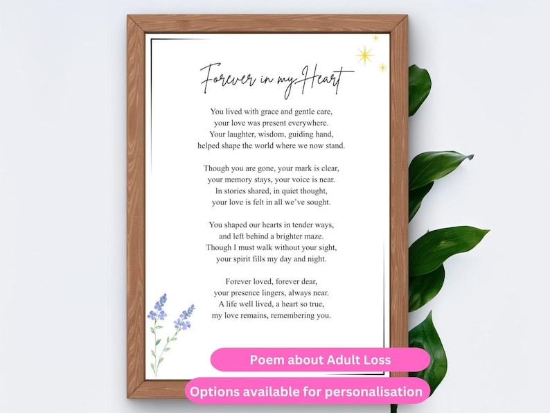 Bereavement Poem, Keepsake, Printable - Etsy