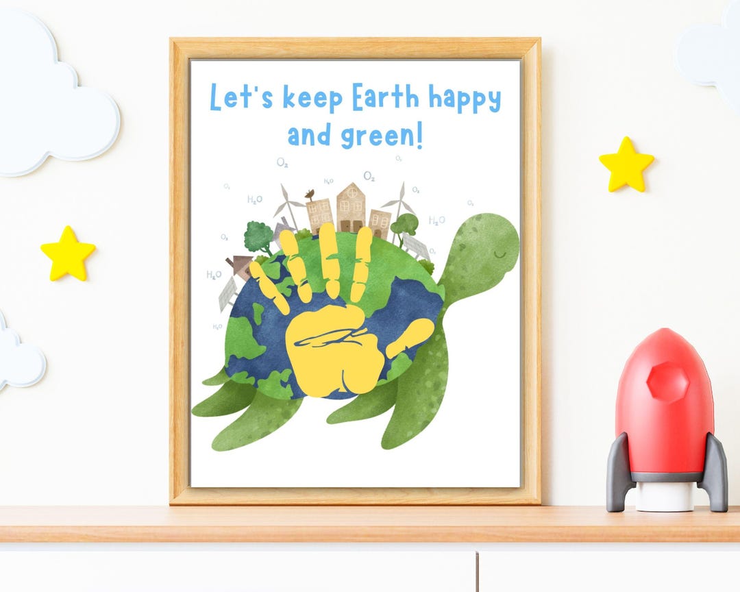 Turtle Earth Day Handprint Art for Kids. Printable Template - Etsy