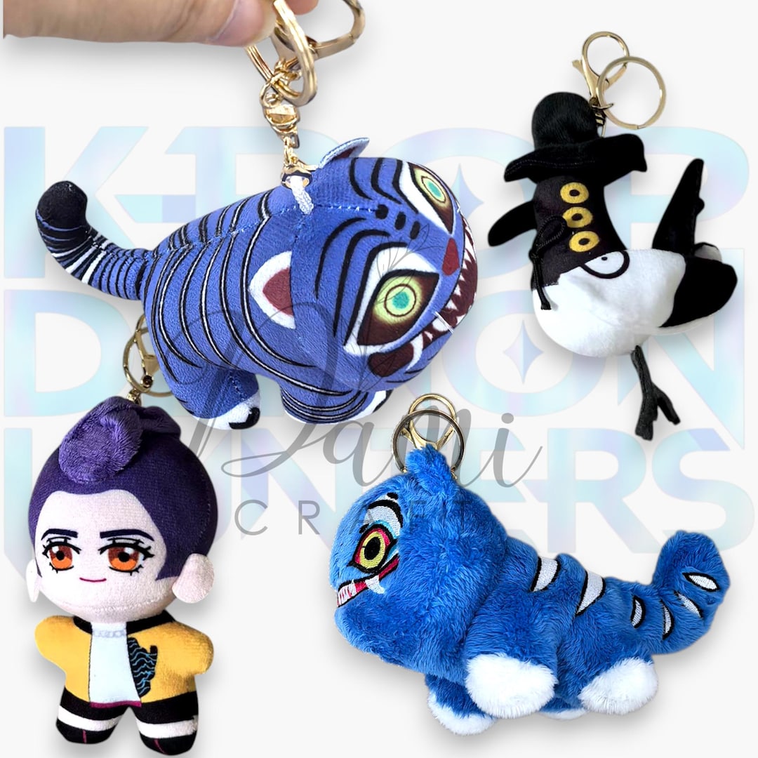 Rumi Kpop Demon Hunters Derpy Tiger and Susie Bird Plush Keychain ...