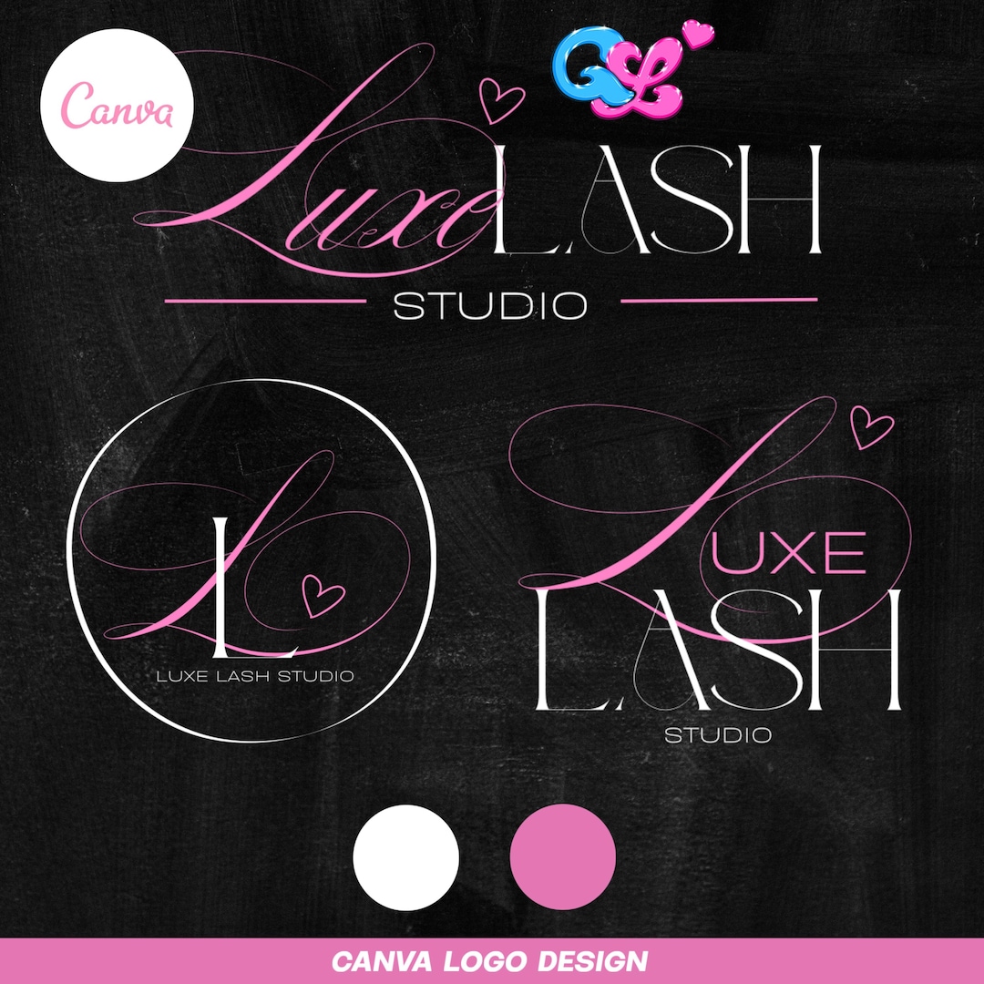 Lash Logo Bundle | 3 Canva Logo Templates | Luxe Lash Studio Logo Set ...