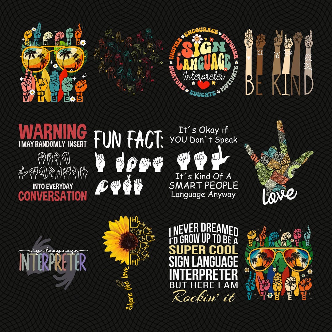 Sign Language Interpreter PNG Bundle, Asl Inclusion Sublimation Design ...