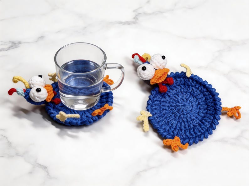 Pop up Chick Coaster Crochet Pattern PDF, Stress-relief Animal Mug Rug ...