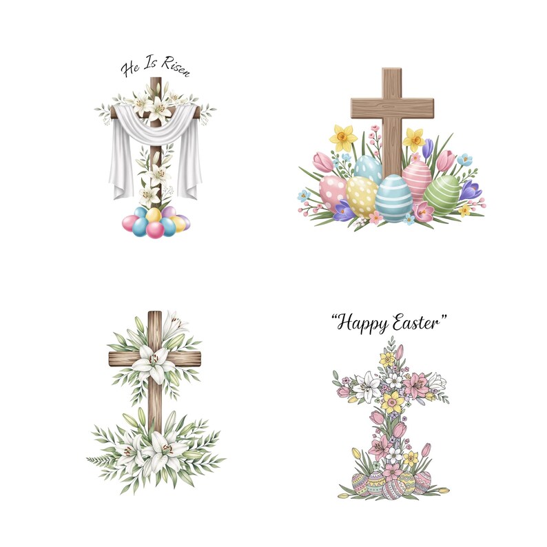 Christian Easter PNG Bundle, Jesus Cross Clipart, He is Risen ...