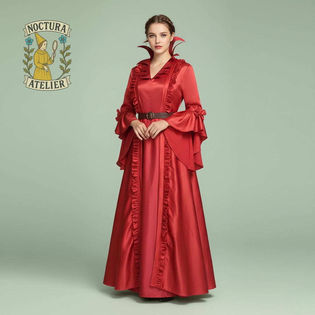 Christmas Gothic Vampire Dress, Red Medieval Fantasy Gown,santa Dress ...
