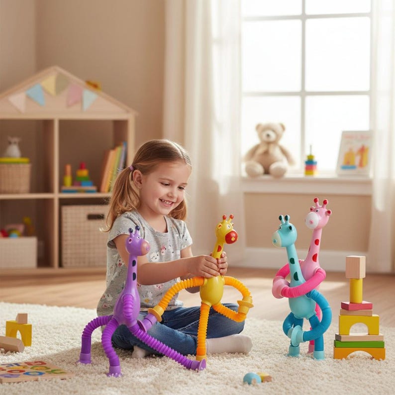 Suction Cup Giraffe Popper Toys - Sensory Fidget, Kids Development (4 ...