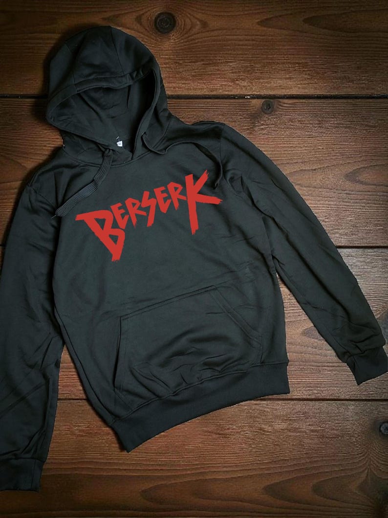 Berserk Logo Hoodie: Guts' Rage Black Pullover | Manga Anime Merch - Etsy