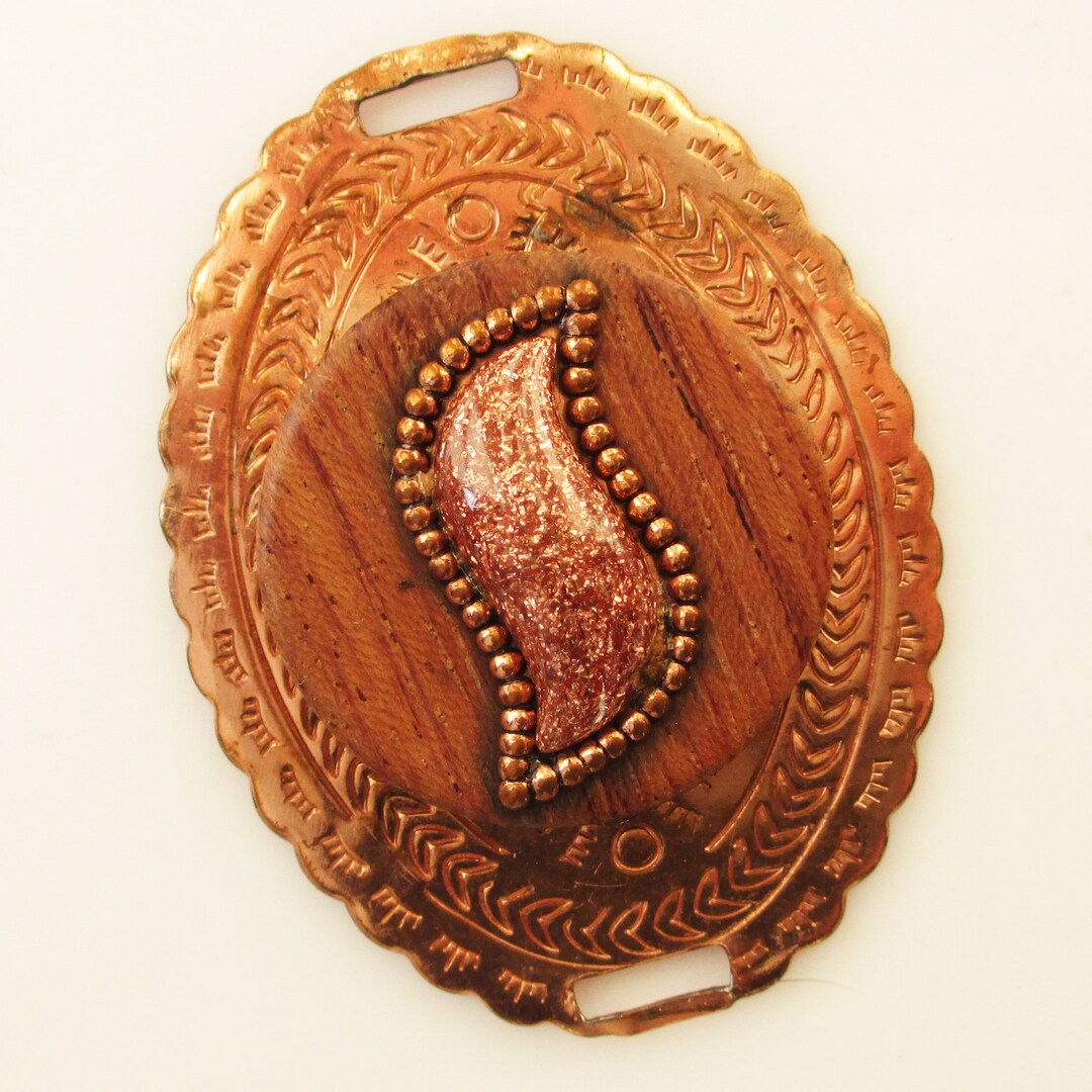 Copper Concho With Wood and Goldstone Accents - Etsy