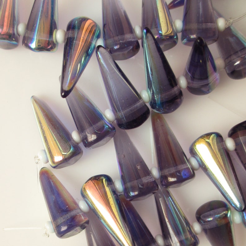Translucent Blue Iris Czech Glass Spikes With AB Finish - Etsy