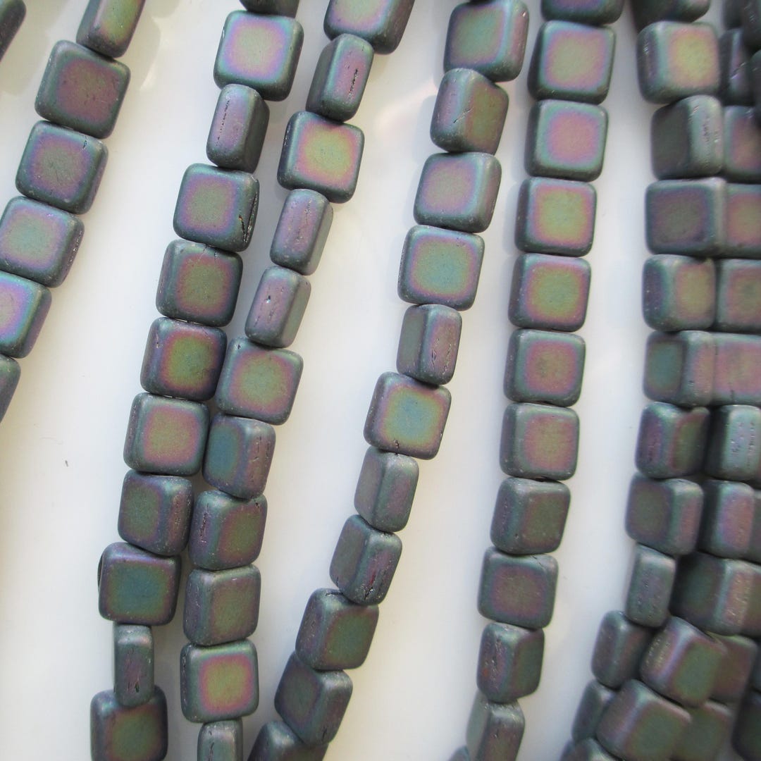 Czech Chiclets in Multi-colored Purple, Green, Gray Hues - Etsy