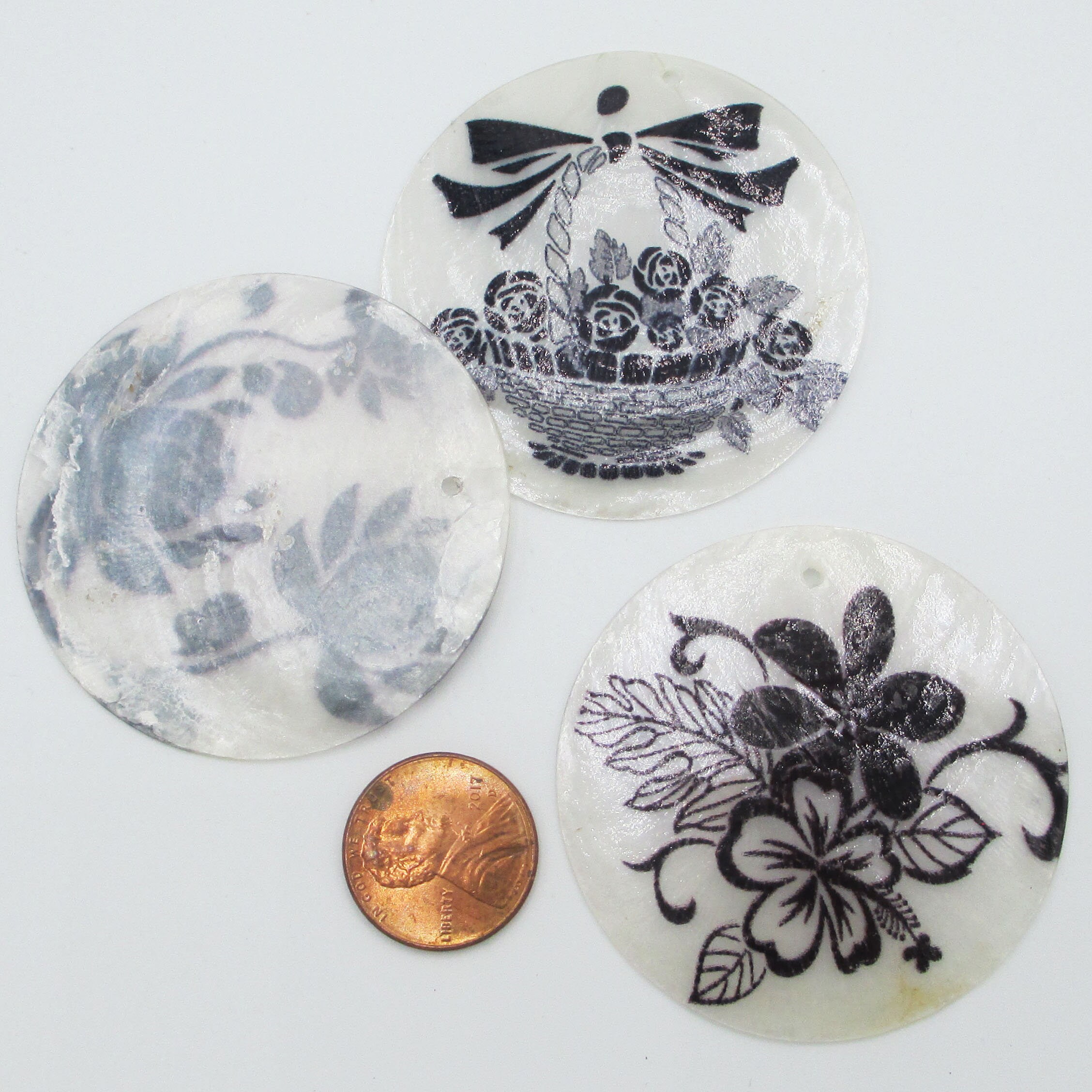 Capiz Shells With Black Decoupage Image - Etsy