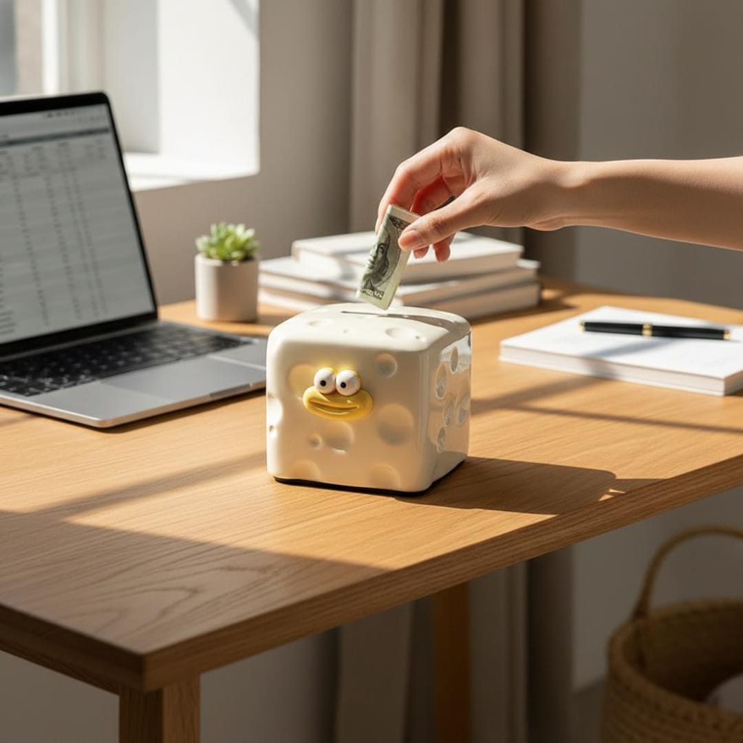 Ceramic Cheese Money Bank - Large One-way Saving Box for Kids, Boys ...