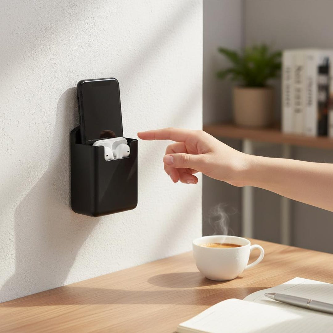 Classic Wall-mounted Remote Control Holder - Self-adhesive Storage Box ...
