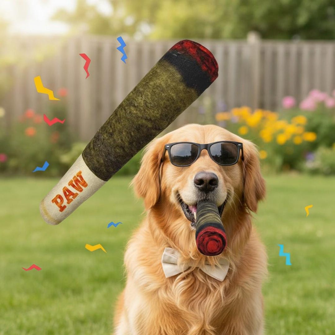 Funny Cigar Dog Toy - Interactive Plush Squeaky Chew Toy for Small ...