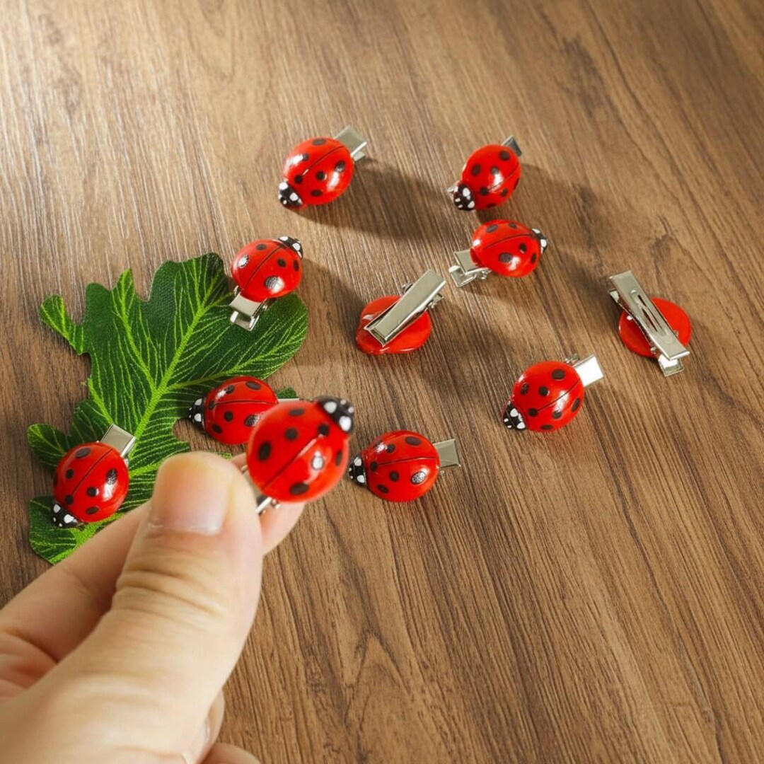 Ladybug Hair Clips | Red Animal Hair Barrettes - Etsy