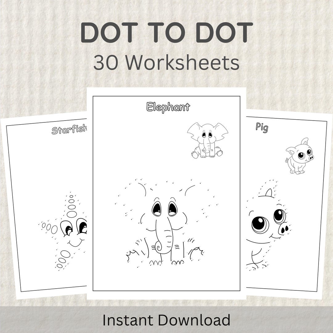 Animal Dot-to-dot | 30 Kids Coloring Pages (printable PDF) - Etsy