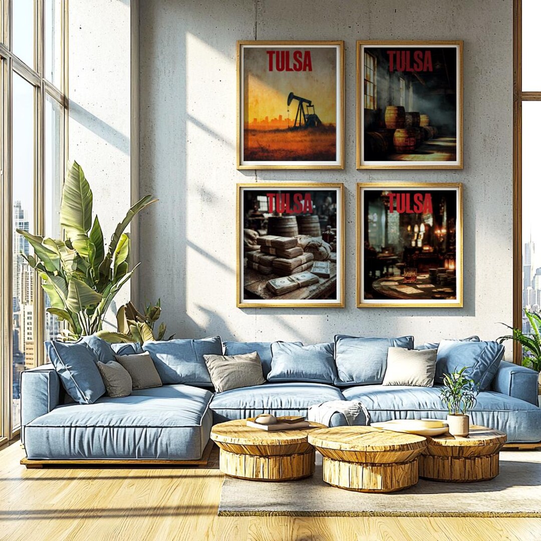Set of 4 Tulsa Printable Posters, Tulsa King Pop Art, Vintage ...