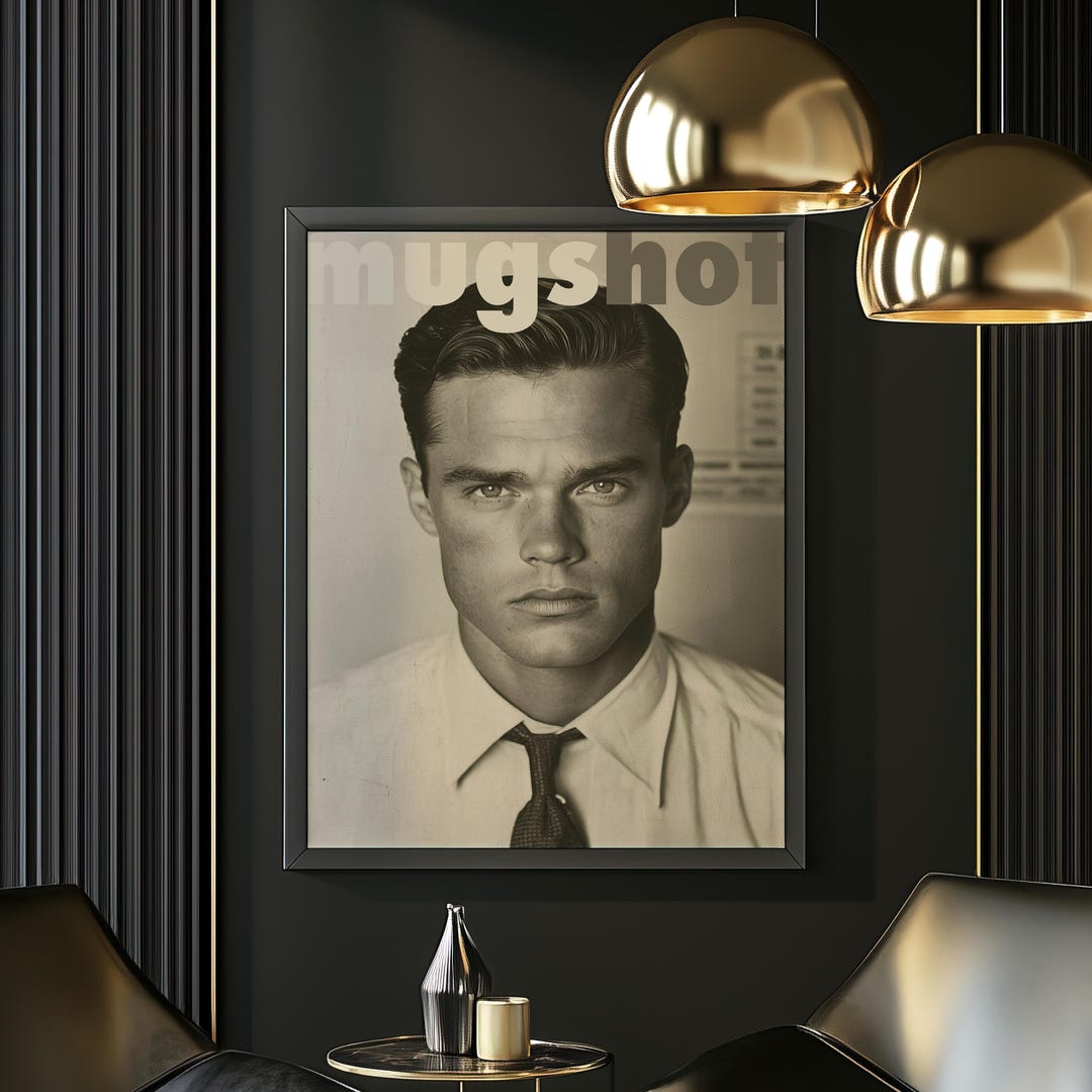 Retro B&W Mugshot Poster, Fashion Model Print, Vintage Photography ...