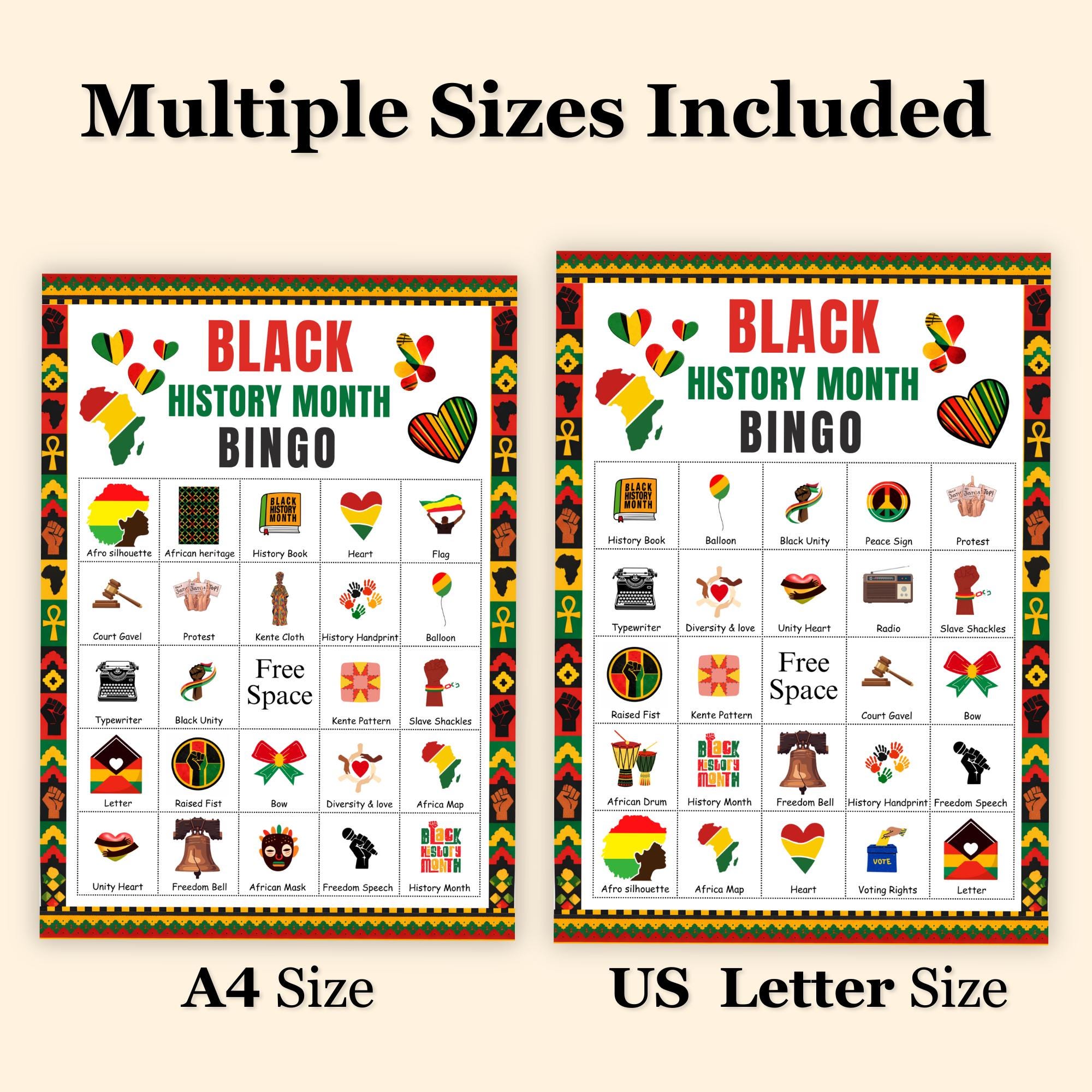 50 Black History Bingo Cards, Black History Month Bingo Game, Black ...