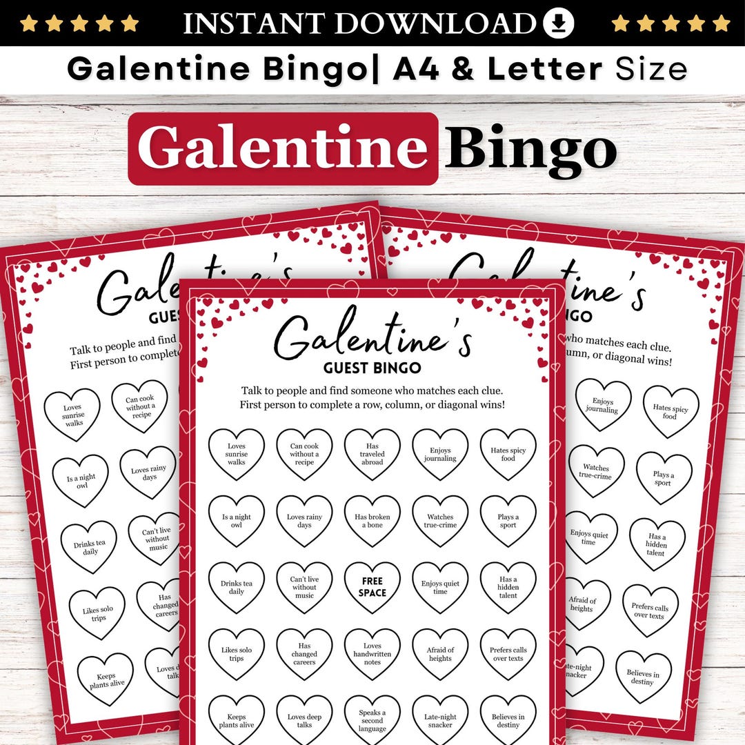 Galentines Bingo Game, Printable Girls Night Party Activity, Fun Guest ...