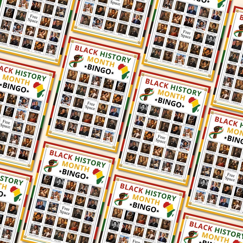 50 Black History Bingo Cards, Black History Month Bingo Game, Black ...