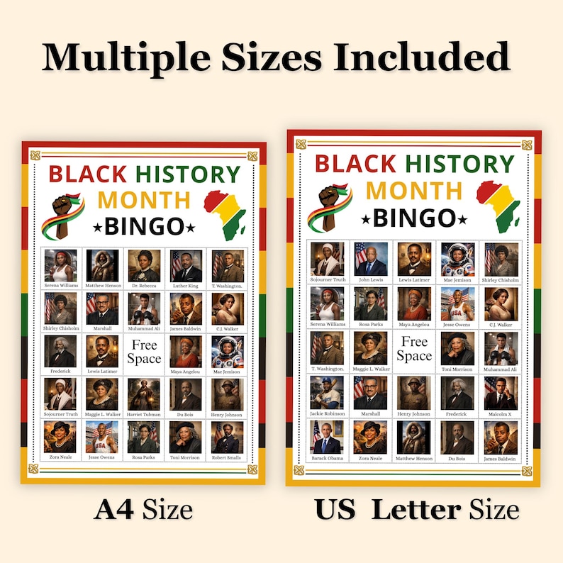 50 Black History Bingo Cards, Black History Month Bingo Game, Black ...