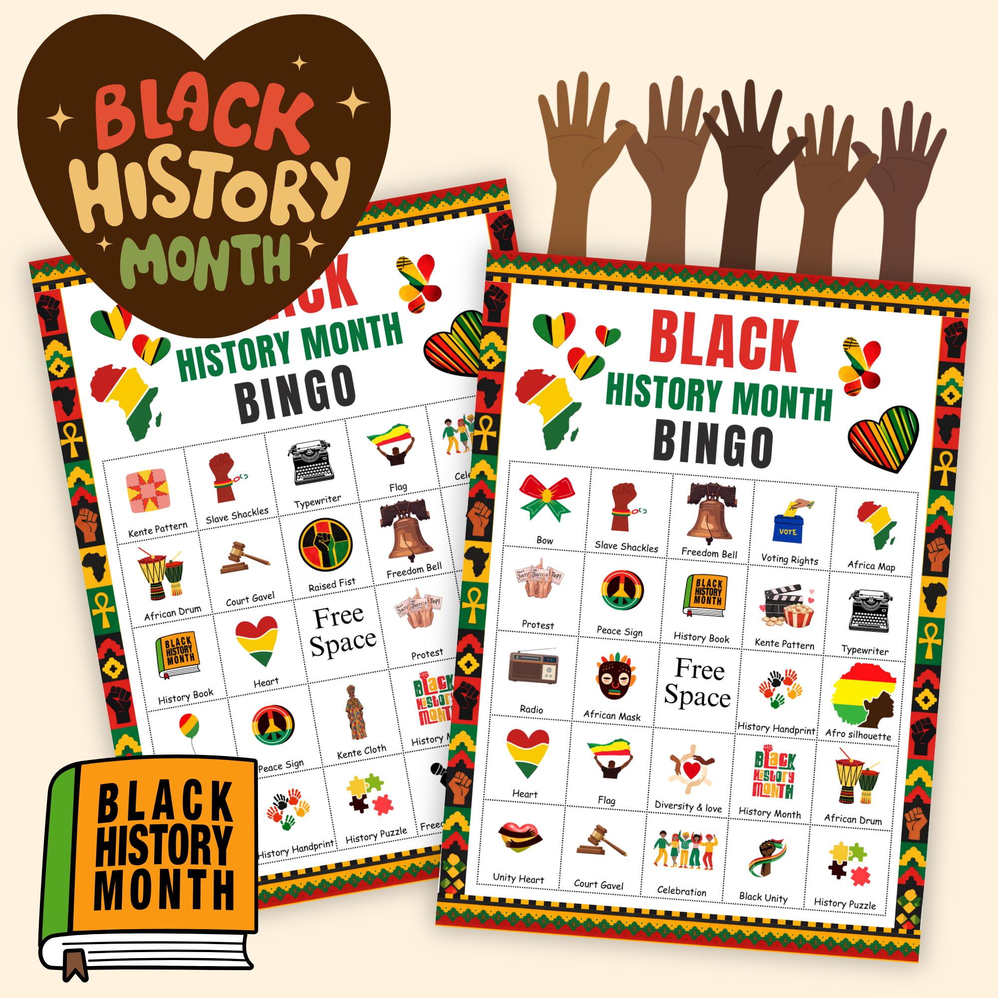 50 Black History Bingo Cards, Black History Month Bingo Game, Black ...