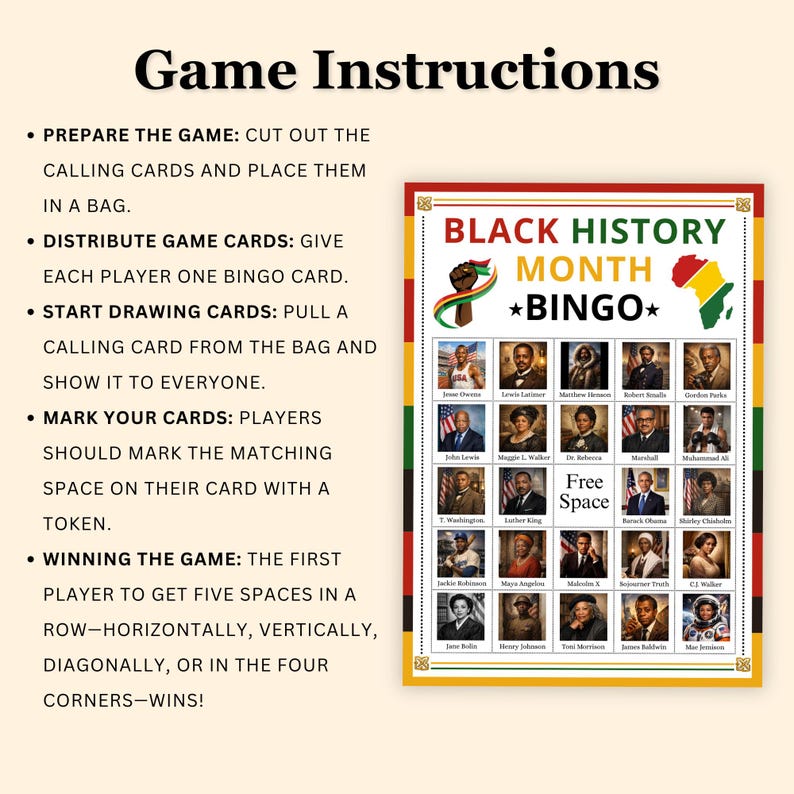 50 Black History Bingo Cards, Black History Month Bingo Game, Black ...