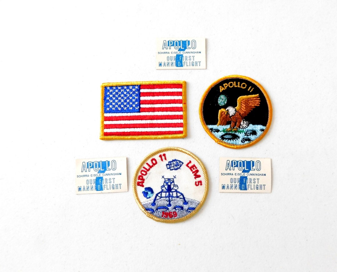 Original 1969 Apollo 11 and LEM 5 Patches With Flag and Apollo 7 ...