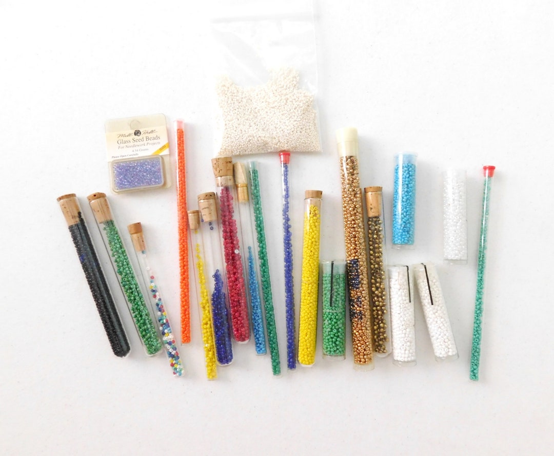 Giant Vintage Seed Bead Assortment 12 Colors Mostly 2mm Separate Colors ...