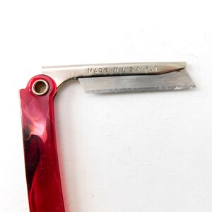 Vintage Gits Folding Razor Nife Knife Magenta Red Marblized Case 1950s ...